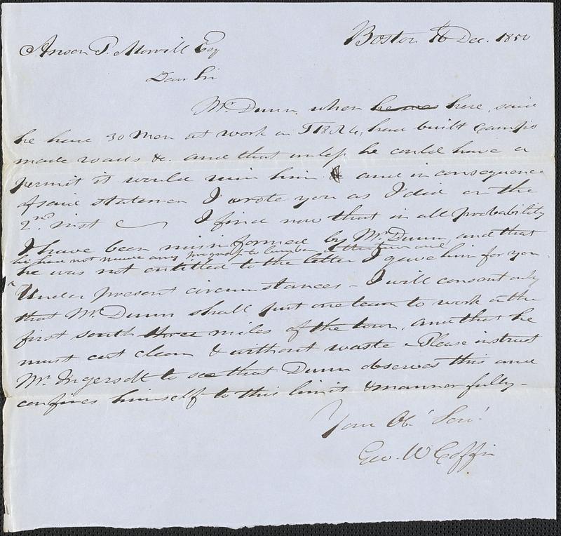 George Coffin to Anson P. Morrill, 16 December 1850 - Digital Commonwealth