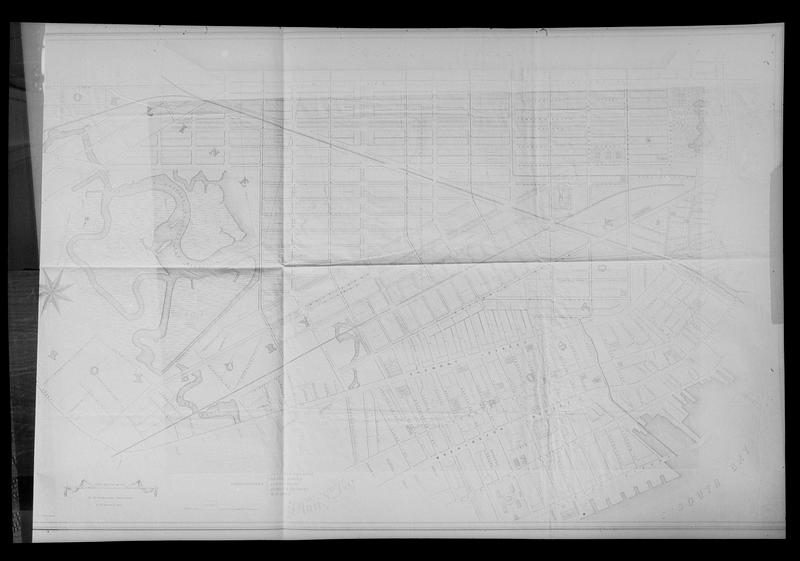 Copy negative of portion of 1864 map "Plan of lands on the Back Bay ...