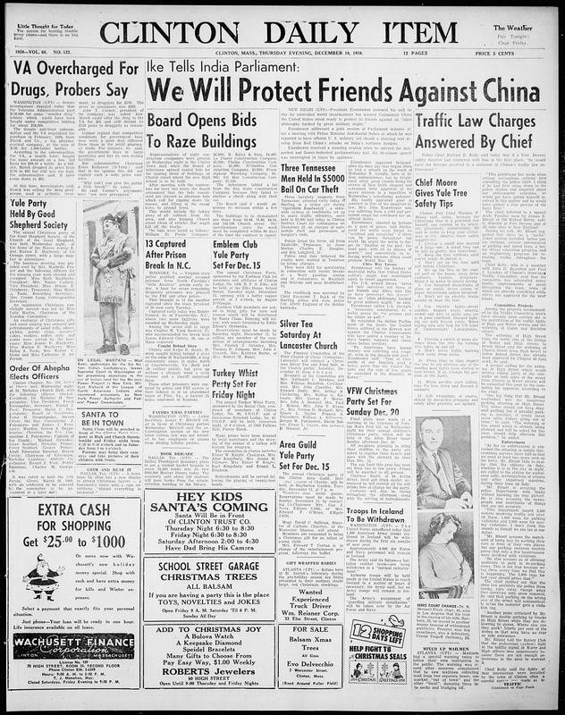 Clinton Daily Item. December 10, 1959 - Digital Commonwealth