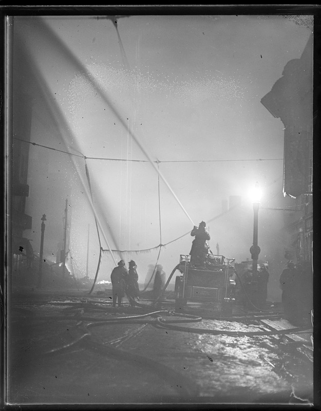 Fall River fire at night - Digital Commonwealth