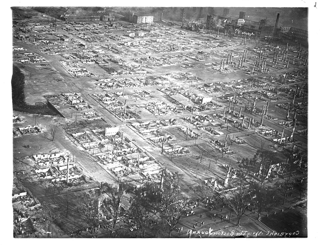 Aerial view of Salem fire ruins - Digital Commonwealth