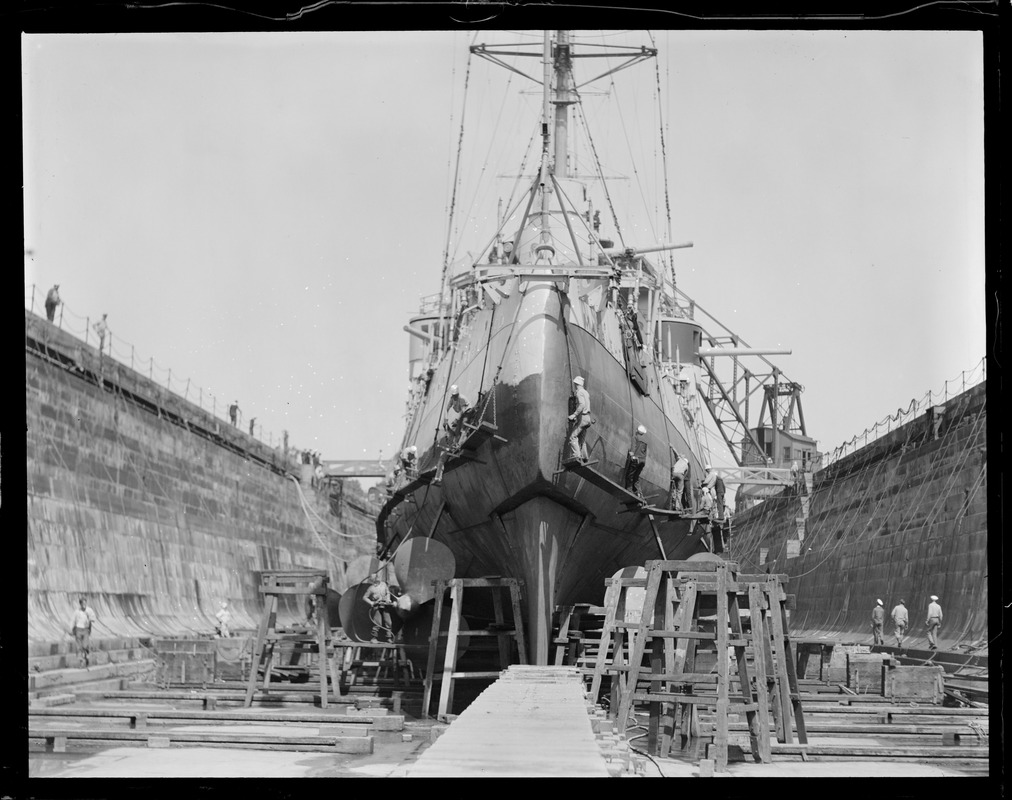 USS Marblehead in Navy Yard drydock - Digital Commonwealth