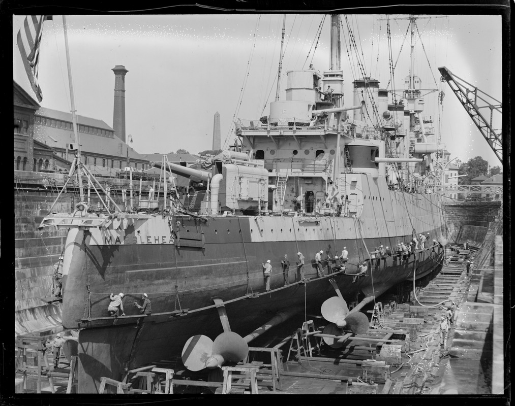 USS Marblehead in drydock at Navy Yard - Digital Commonwealth