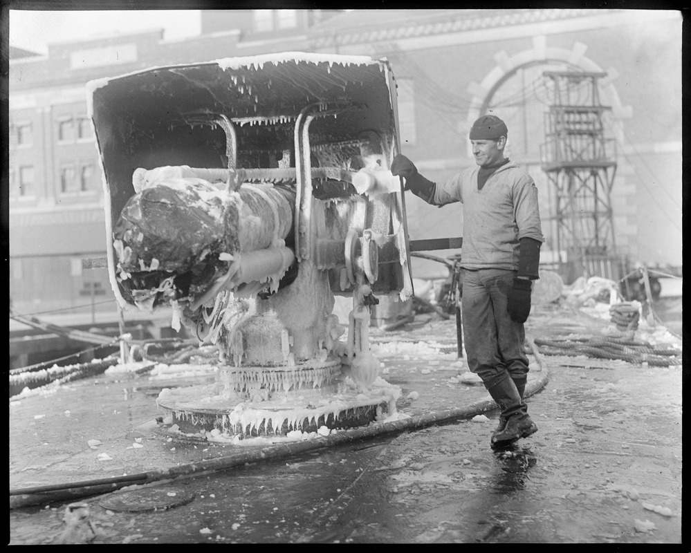 Ice covered gun of the destroyer USS Little - just returned from ...