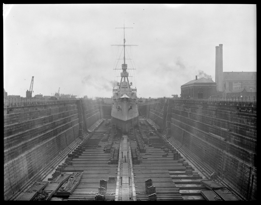 USS Raleigh in South Boston drydock - Digital Commonwealth