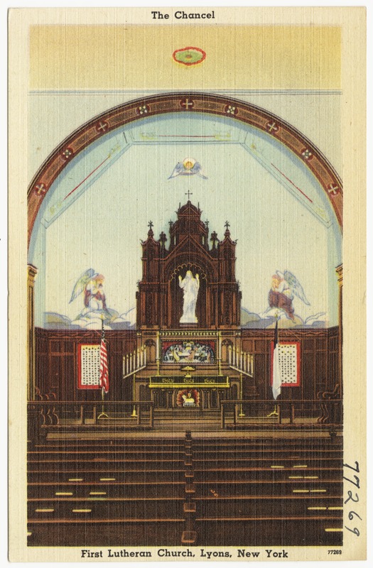 The chancel, First Lutheran Church, Lyons, New York. - Digital Commonwealth