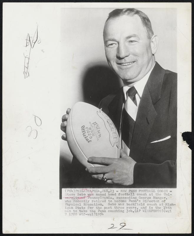 Philadelphia -- New Penn Football Coach -- Steve Sebo was named head ...