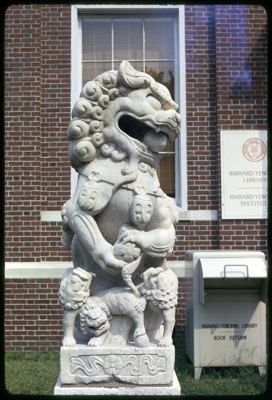 Lion statue outside of Harvard-Yenching Library, Cambridge - Digital ...