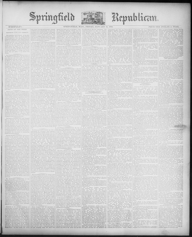 Springfield Weekly Republican. January 11, 1889 - Digital Commonwealth