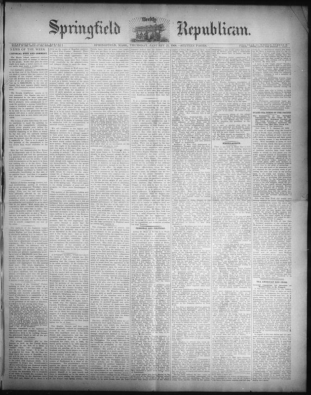 Springfield Weekly Republican. January 23, 1908 - Digital Commonwealth