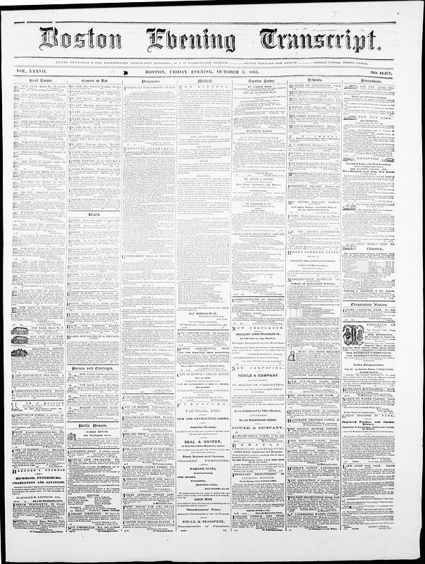 Boston Evening Transcript. October 06, 1865 - Digital Commonwealth