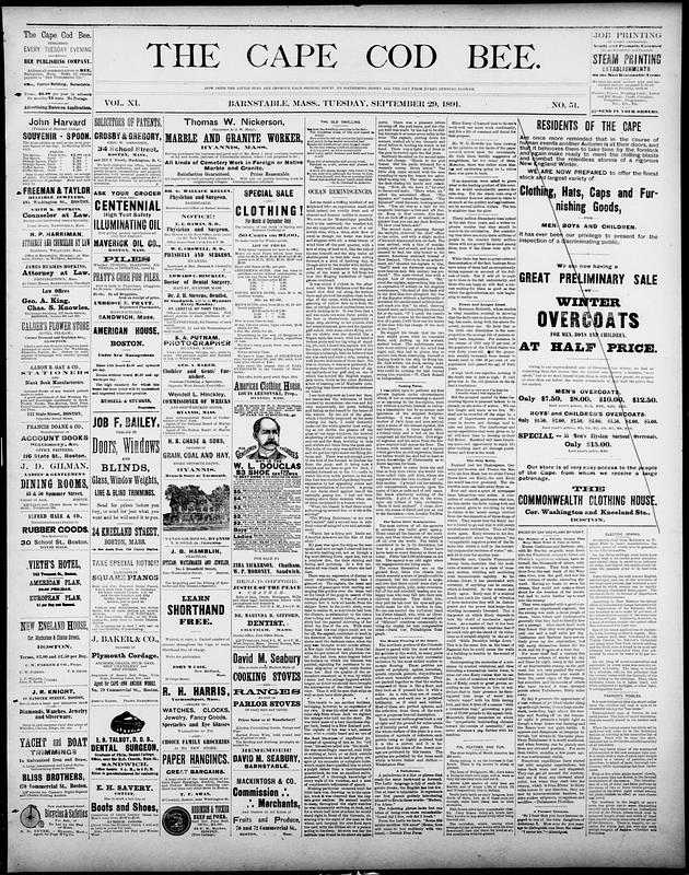 The Cape Cod Bee. September 29, 1891 - Digital Commonwealth