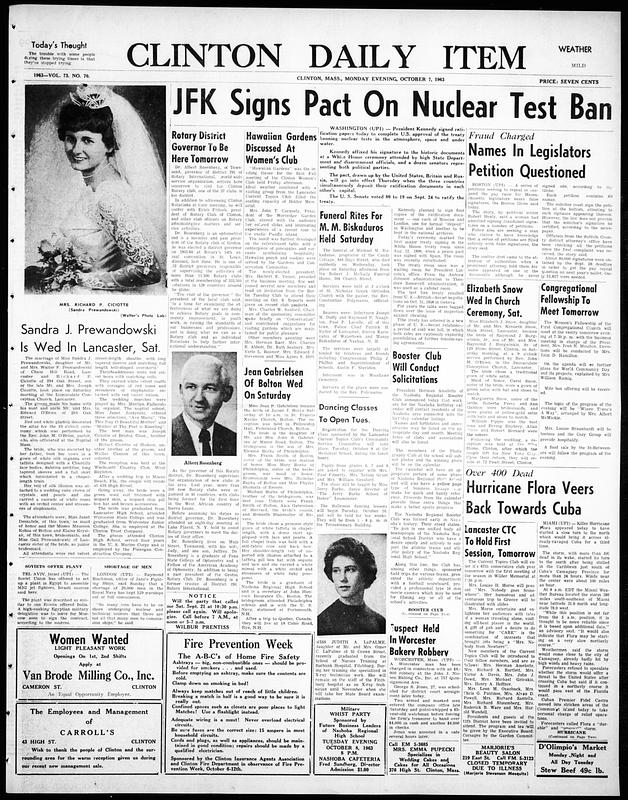 Clinton Daily Item. October 07, 1963 - Digital Commonwealth