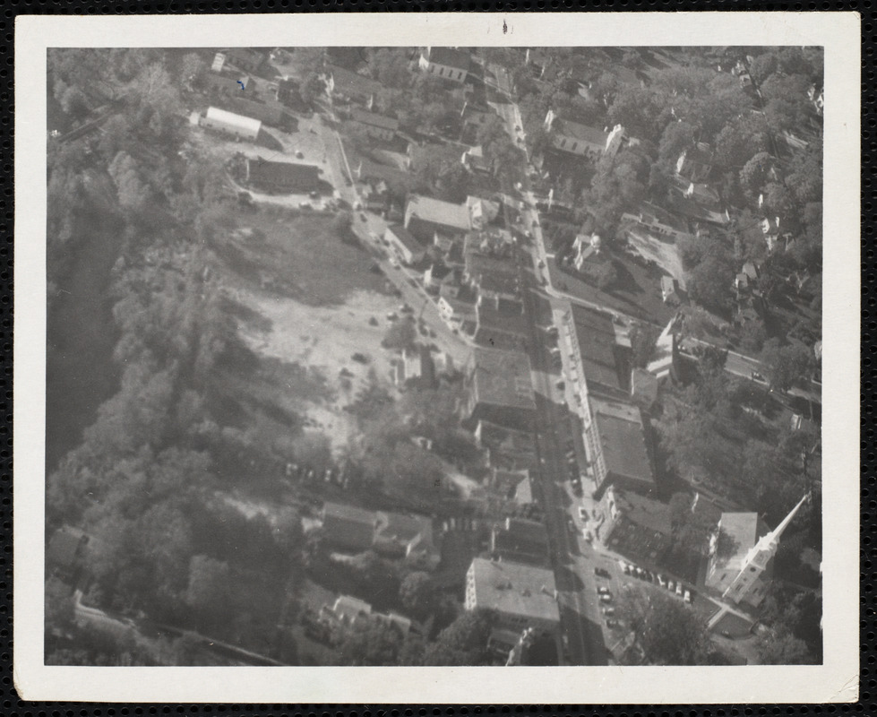 Aerial view of Lee Main Street and downtown - Digital Commonwealth