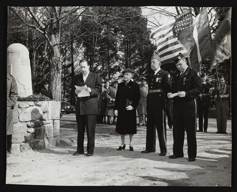 Left to right, French Consul, Beatrice Patton, unknown, Lawrence Lamson ...