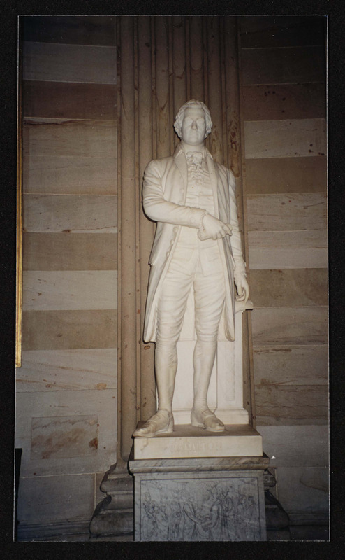 Marble statue of Alexander Hamilton standing in the rotunda of the U.S ...