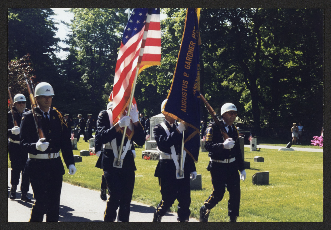 Color Guard for 1987 reenactment parade - Digital Commonwealth