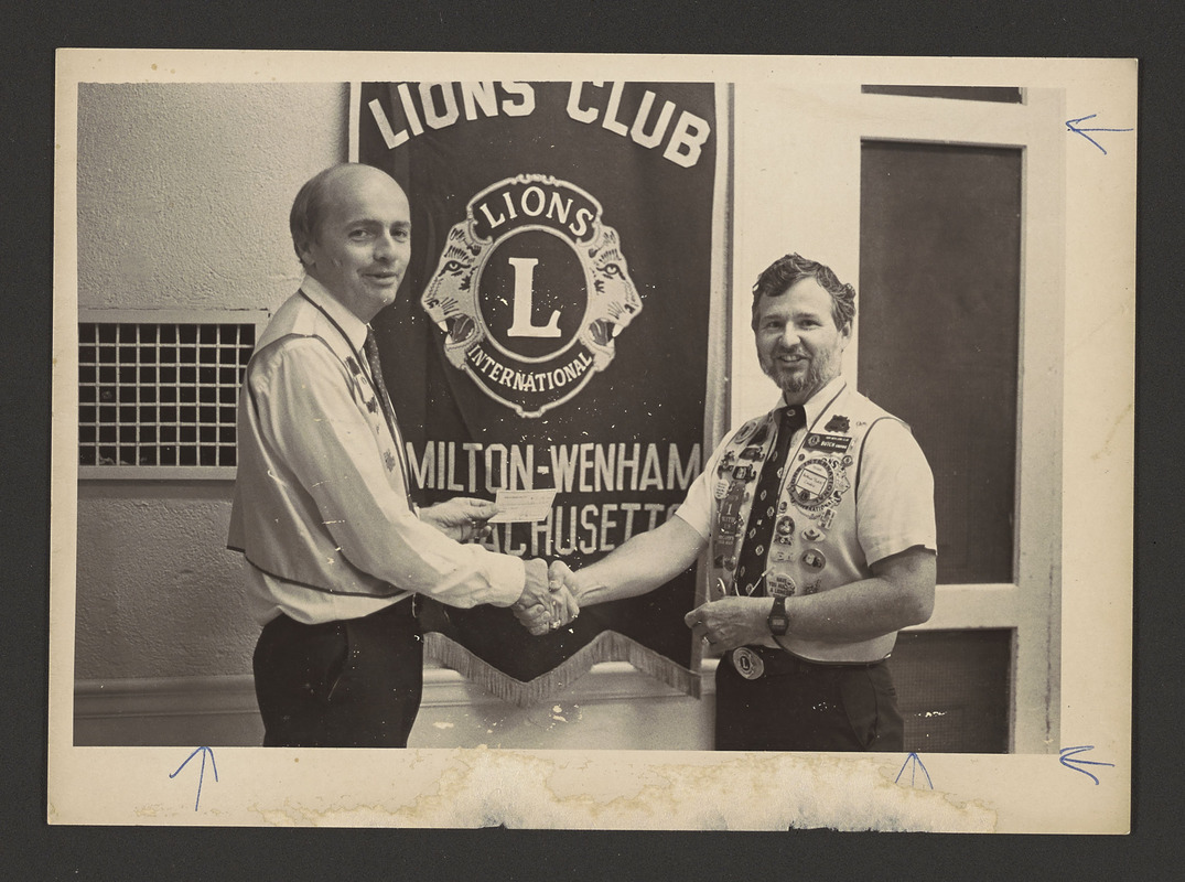 Tom Barrett shaking hand of Arthur Butch Crosbie at some Lions Club ...
