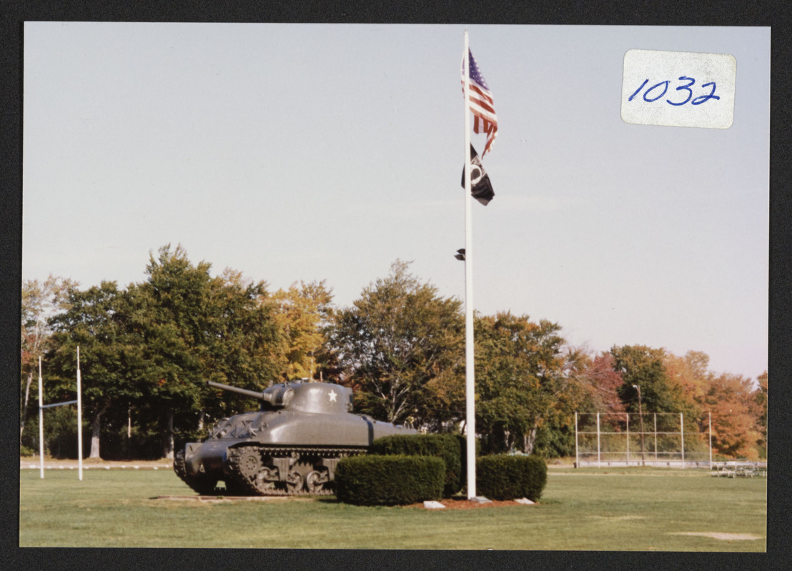 Patton park, tank and flag pole - Digital Commonwealth