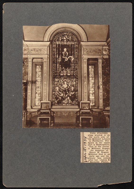 Stained glass window on north side of Millicent Library, Fairhaven, MA ...