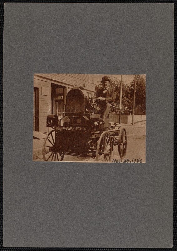 George C. Allen in homemade steam-propelled auto - Digital Commonwealth