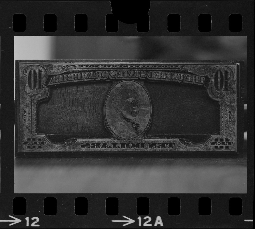 Printing plate for counterfeit ten dollar bill - Digital Commonwealth
