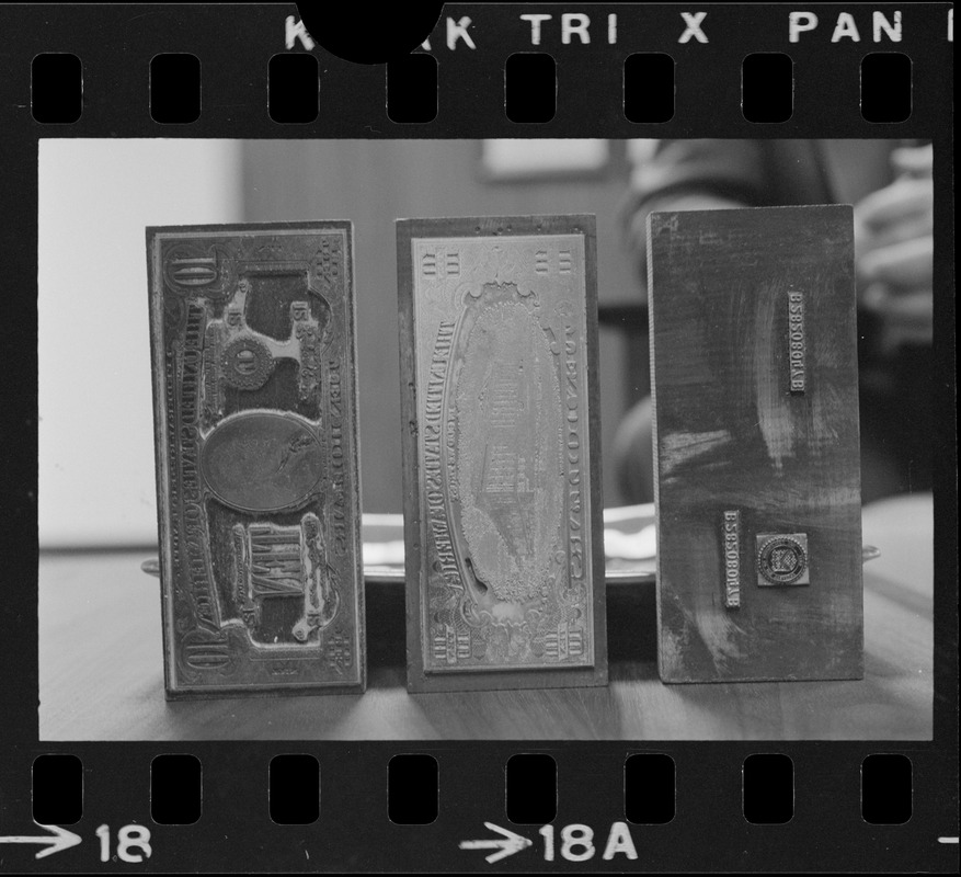 Printing plates for counterfeit ten dollar bill - Digital Commonwealth