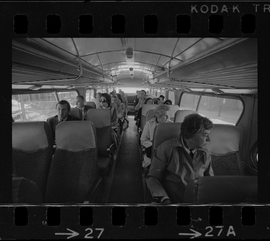 Passengers on initial run of wrong-way bus - Digital Commonwealth