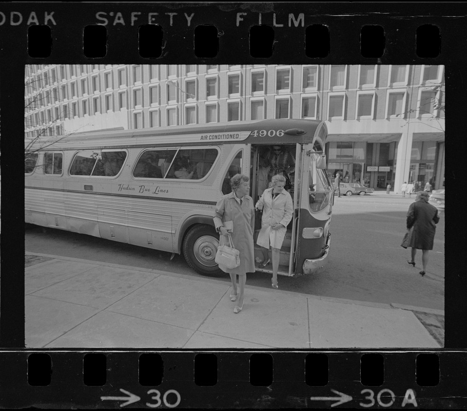 Passengers on initial run of wrong-way bus - Digital Commonwealth