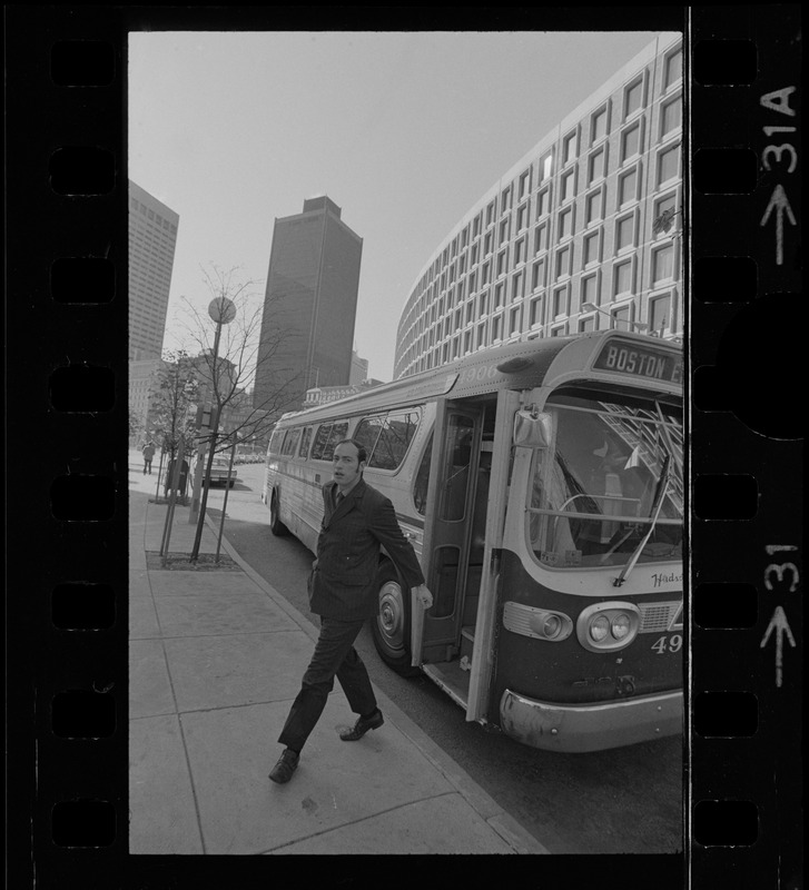 Passengers on initial run of wrong-way bus - Digital Commonwealth