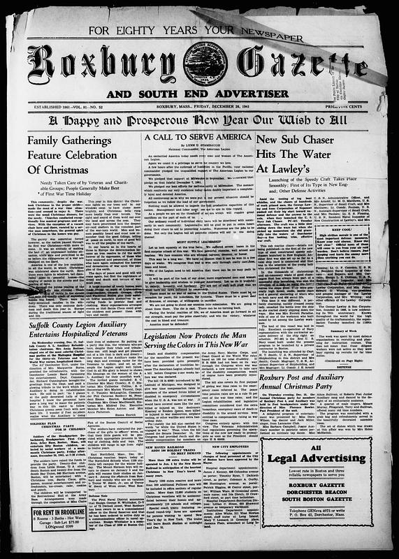 Roxbury Gazette and South End Advertiser, December 26, 1941 - Digital ...