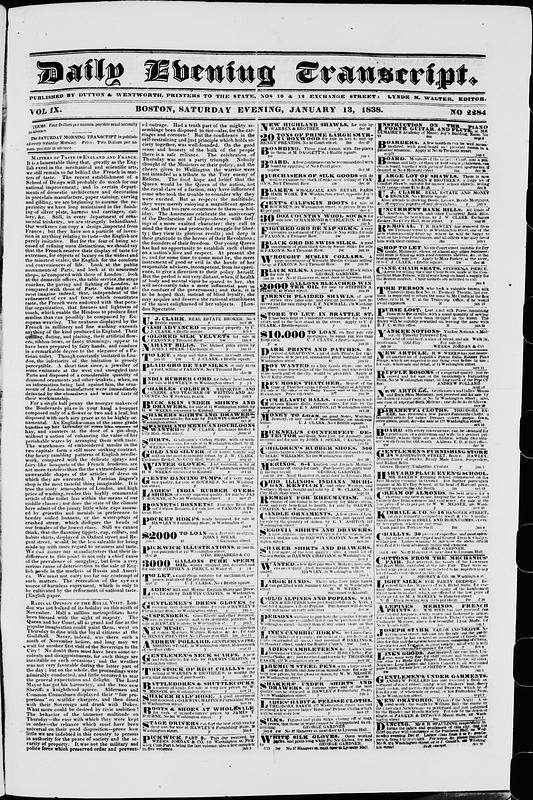 Daily Evening Transcript. January 13, 1838 - Digital Commonwealth