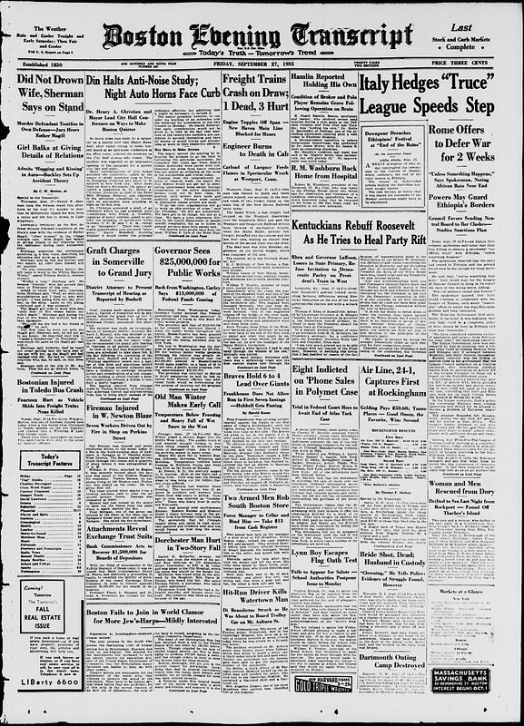 Boston Evening Transcript. September 27, 1935 - Digital Commonwealth