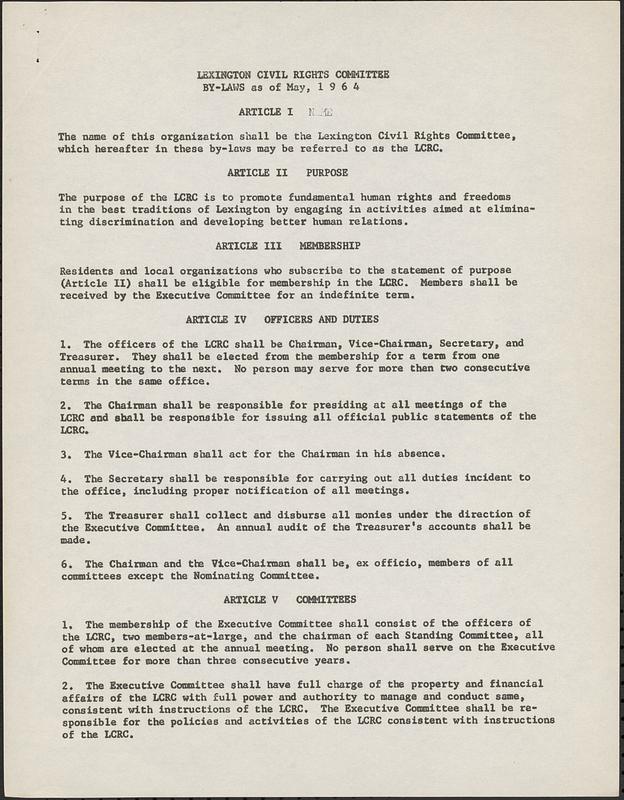 LCRC By-Laws as of May 1964 - Digital Commonwealth