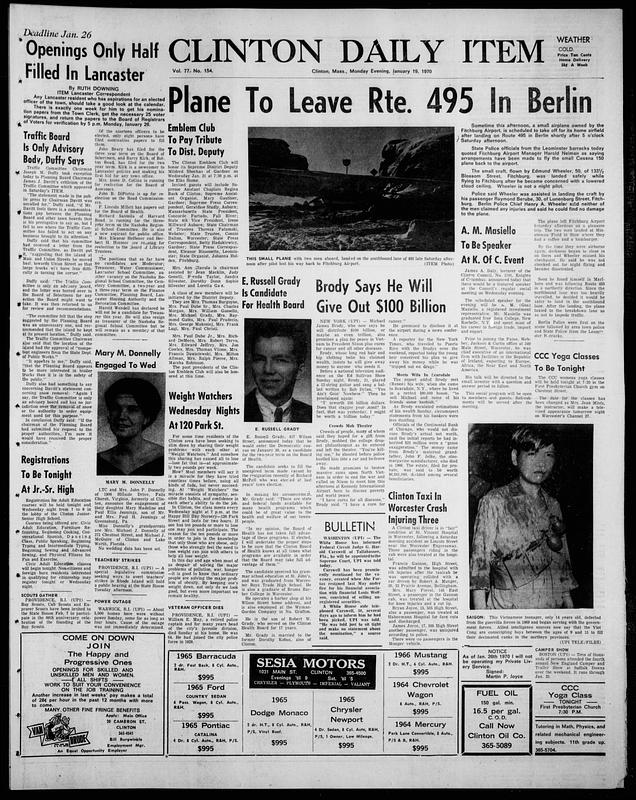 Clinton Daily Item. January 19, 1970 - Digital Commonwealth
