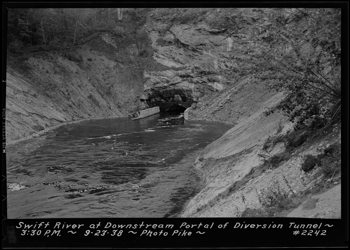 Swift River, flood photo, downstream portal of diversion tunnel, Mass ...
