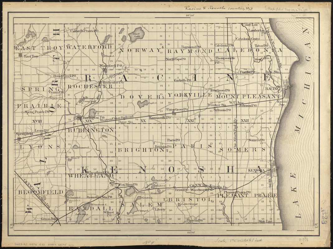 Racine Kenosha Counties Wis Norman B Leventhal Map Education