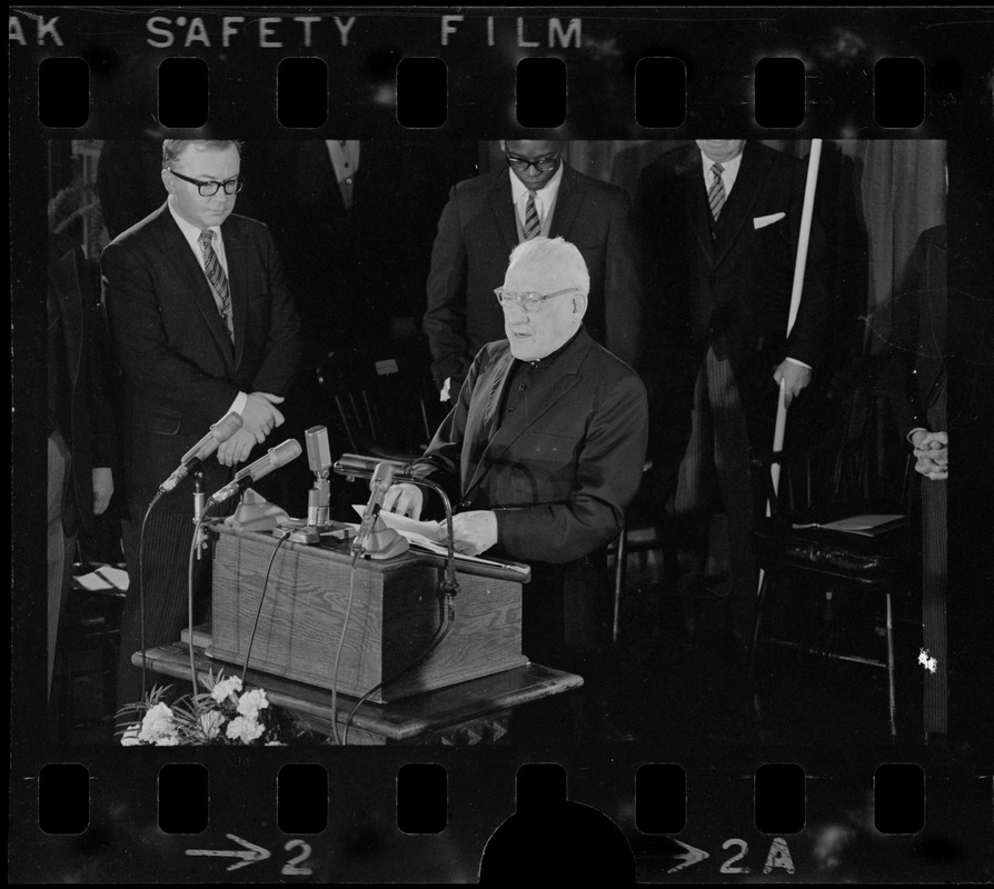 Richard Cardinal Cushing speaking at inauguration of Mayor Kevin White ...