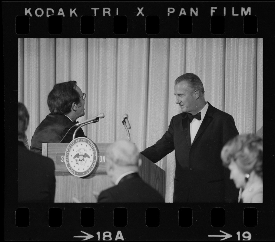 United States Vice President Spiro Agnew speaking at Middlesex Club's ...