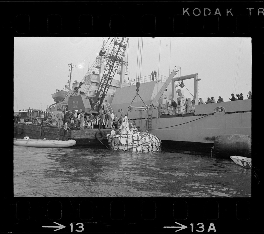 Web of supports holds $1.5 million research submarine Alvin as it is ...