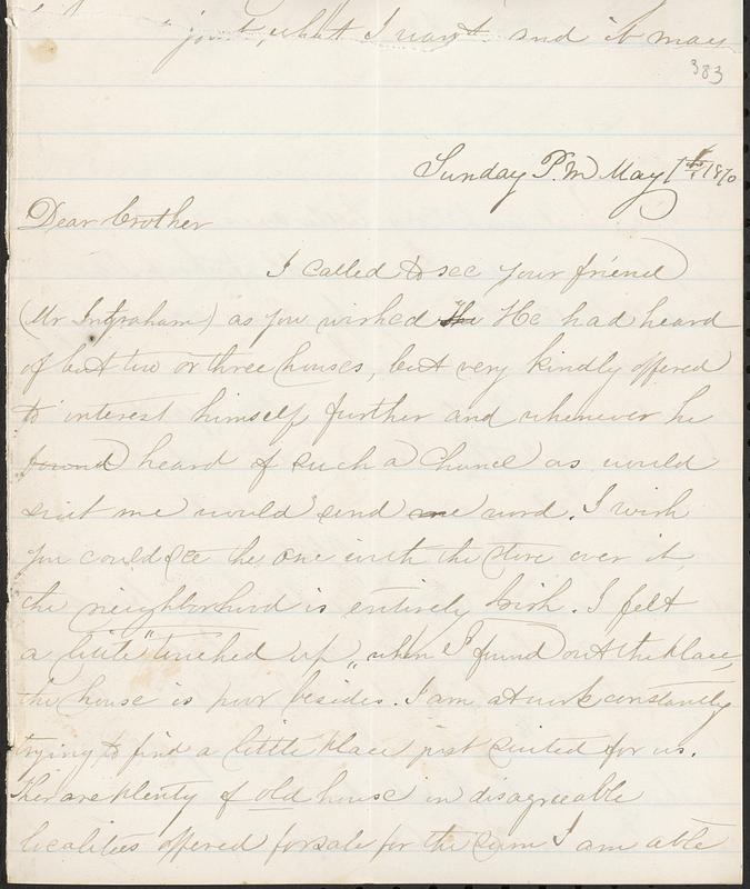 Letter from Ruth Ann B. Strout to John D. Long, May 1, 1870 - Digital ...