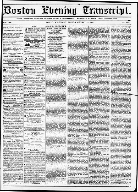 Boston Evening Transcript. January 18, 1854 - Digital Commonwealth