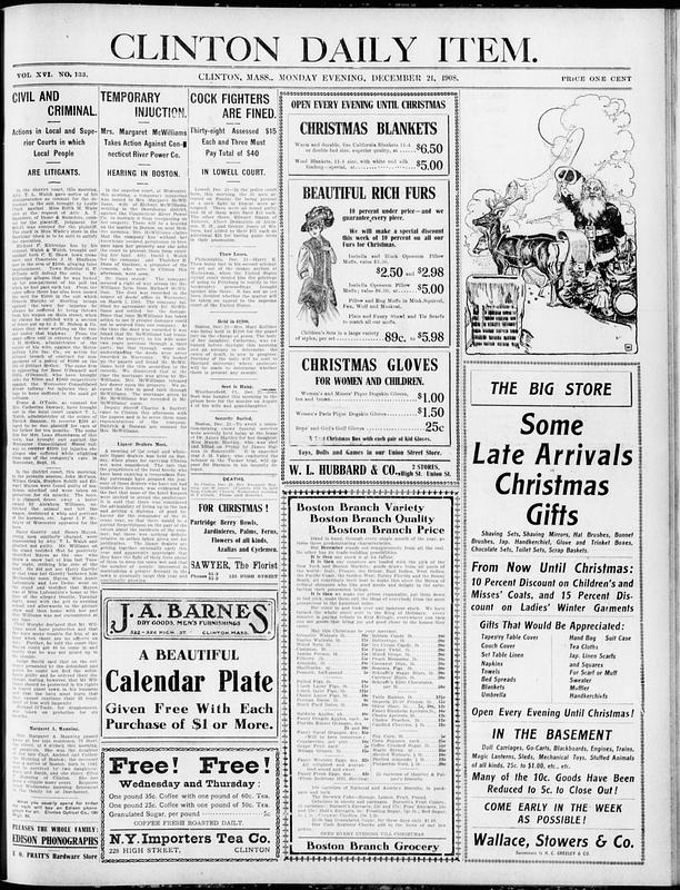 Clinton Daily Item. December 21, 1908 - Digital Commonwealth