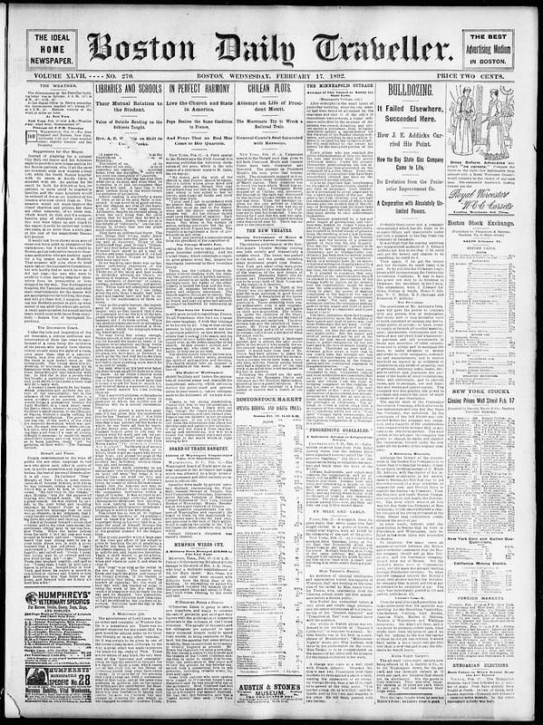 Boston Daily Traveller. February 17, 1892 - Digital Commonwealth