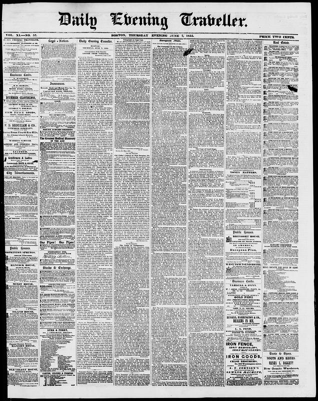 Daily Evening Traveller. June 07, 1855 - Digital Commonwealth