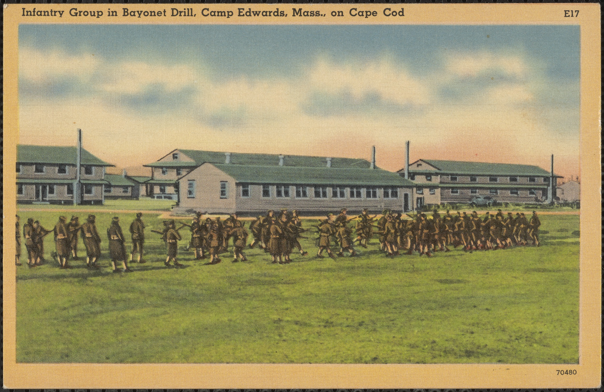 Infantry Group in Bayonet Drill, Camp Edwards, Mass., on Cape Cod ...