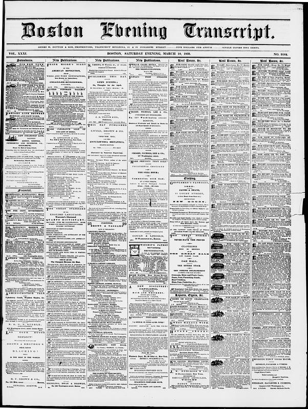 Boston Evening Transcript. March 10, 1860 - Digital Commonwealth