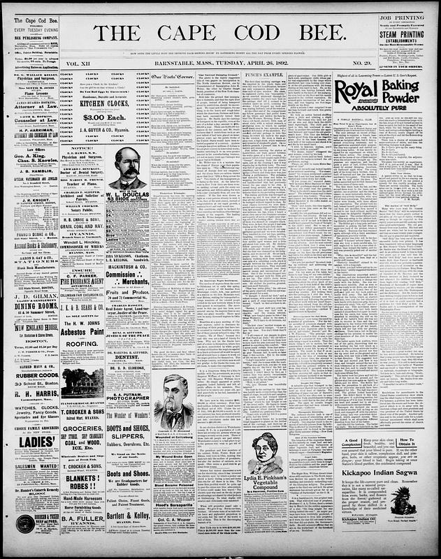 The Cape Cod Bee. April 26, 1892 - Digital Commonwealth