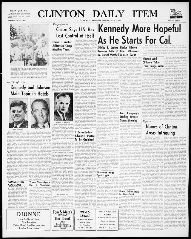 Clinton Daily Item. July 09, 1960 - Digital Commonwealth