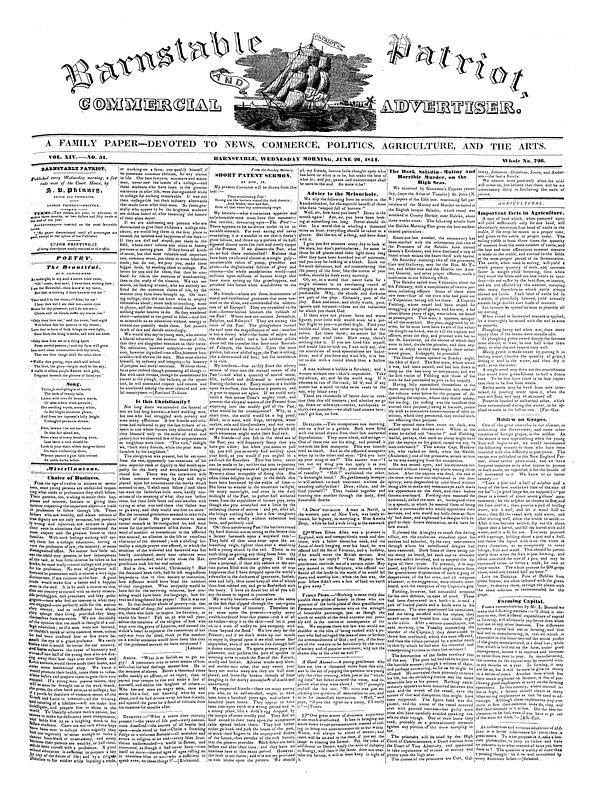Barnstable Patriot, and Commercial Advertiser. June 26, 1844 - Digital ...